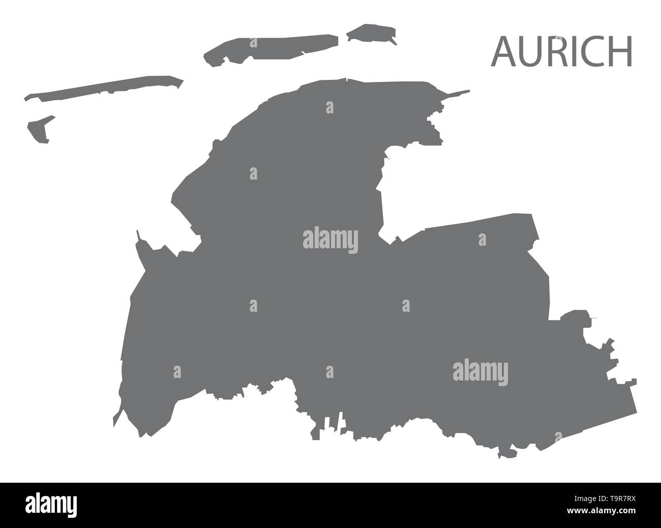 Aurich grey county map of Lower Saxony Germany DE Stock Vector Image ...