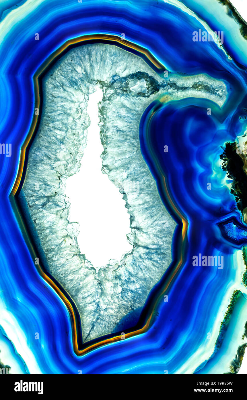 Agate stone with natural bird pattern isolated on white background ...