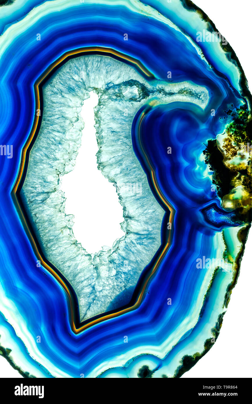 Agate stone with natural bird pattern isolated on white background ...