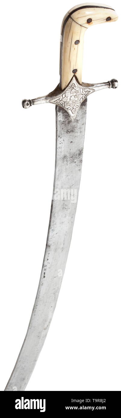 An Arabic silver-mounted shamshir, 19th century Curved single-edged ...