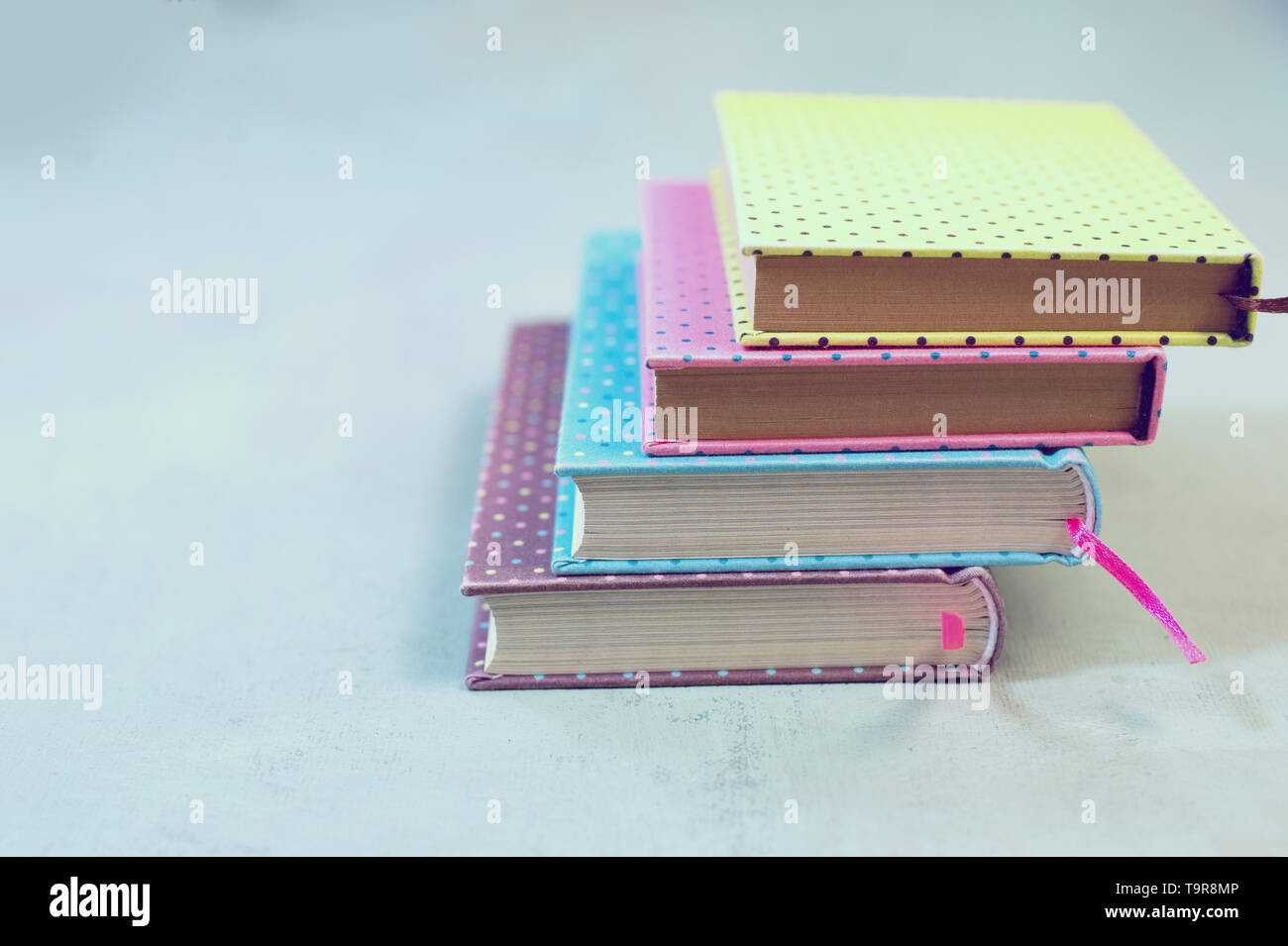 Stack of note-books Personal diary back to school Stock Photo - Alamy