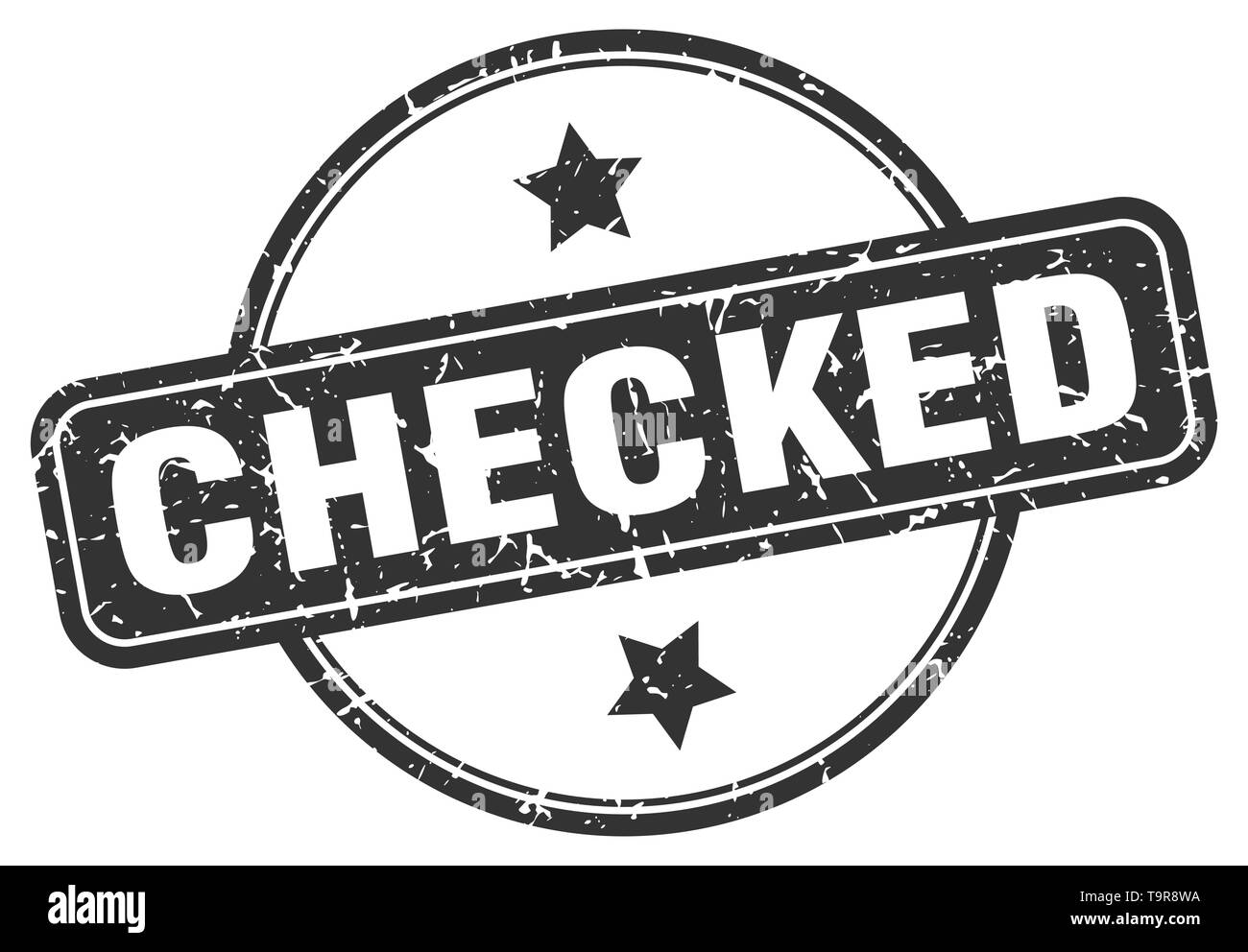 Checked stamp sign seal Black and White Stock Photos & Images - Alamy