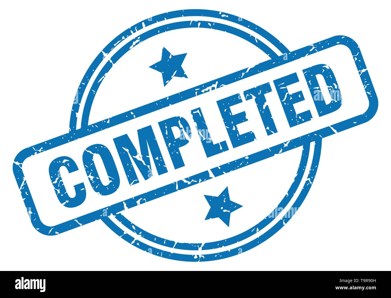 Completed badge blue hi-res stock photography and images - Alamy