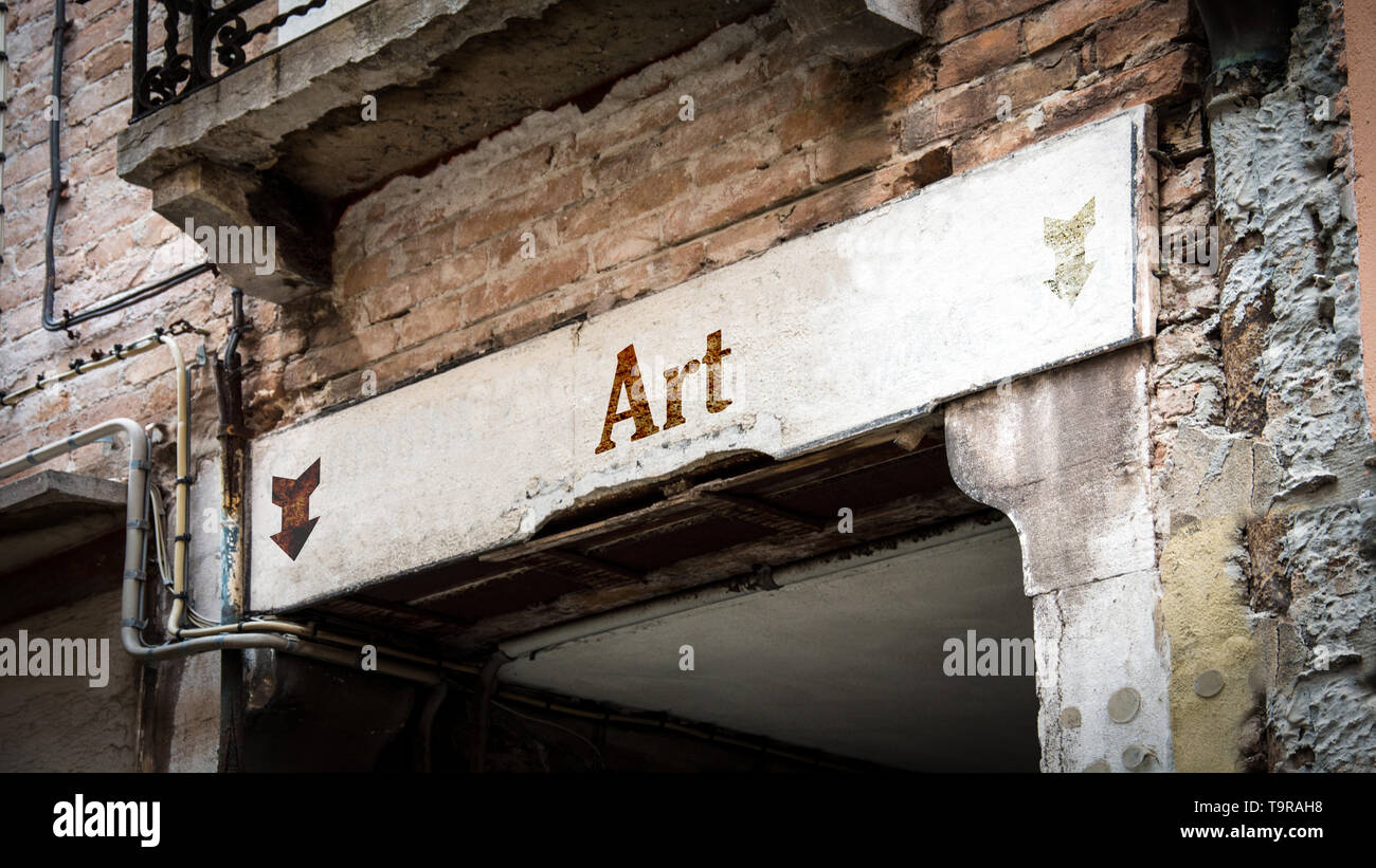 Street Sign the Direction Way to Art Stock Photo - Alamy