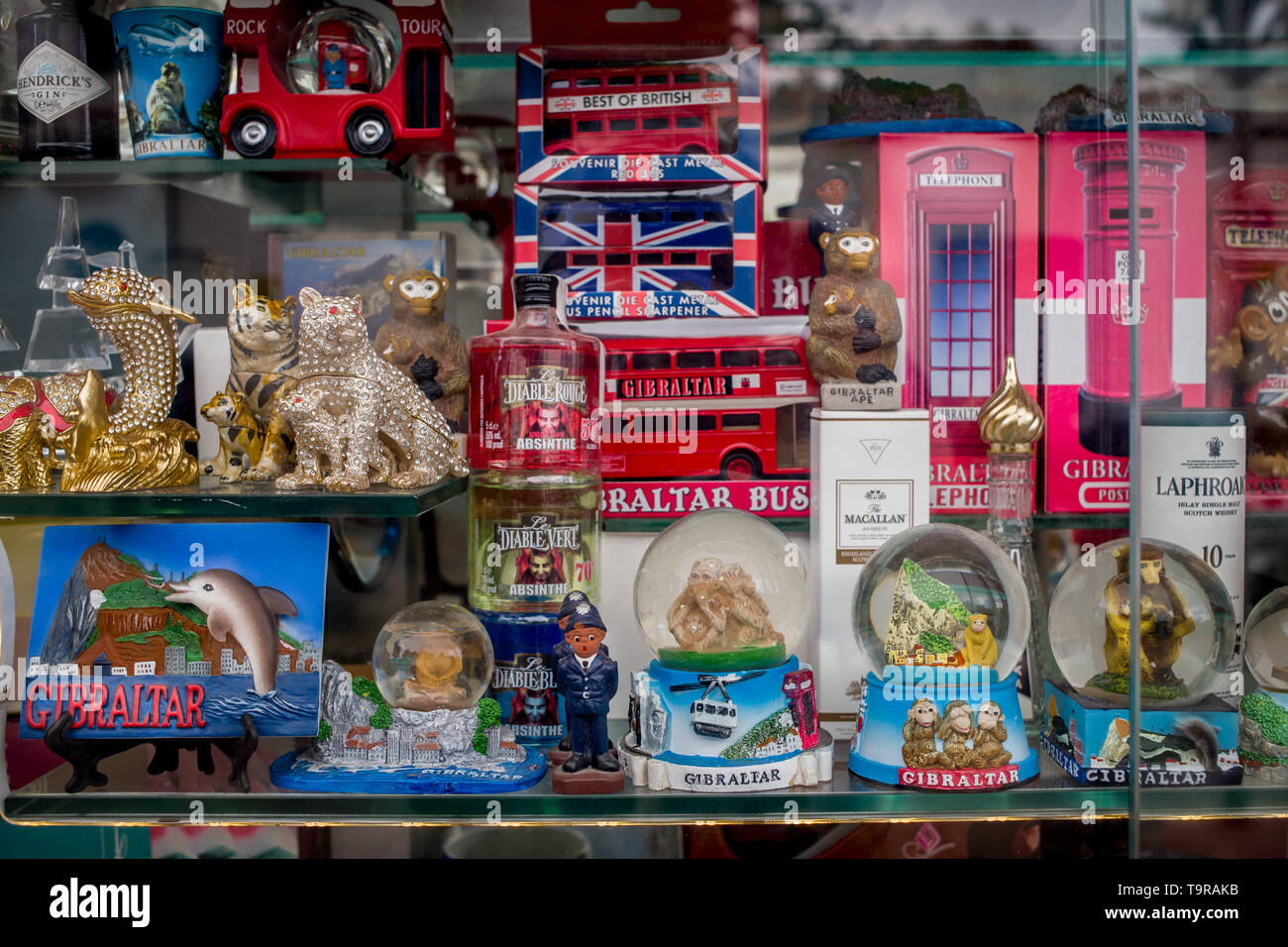 Souvenirs on display in the shop window of a store on Main Street of ...