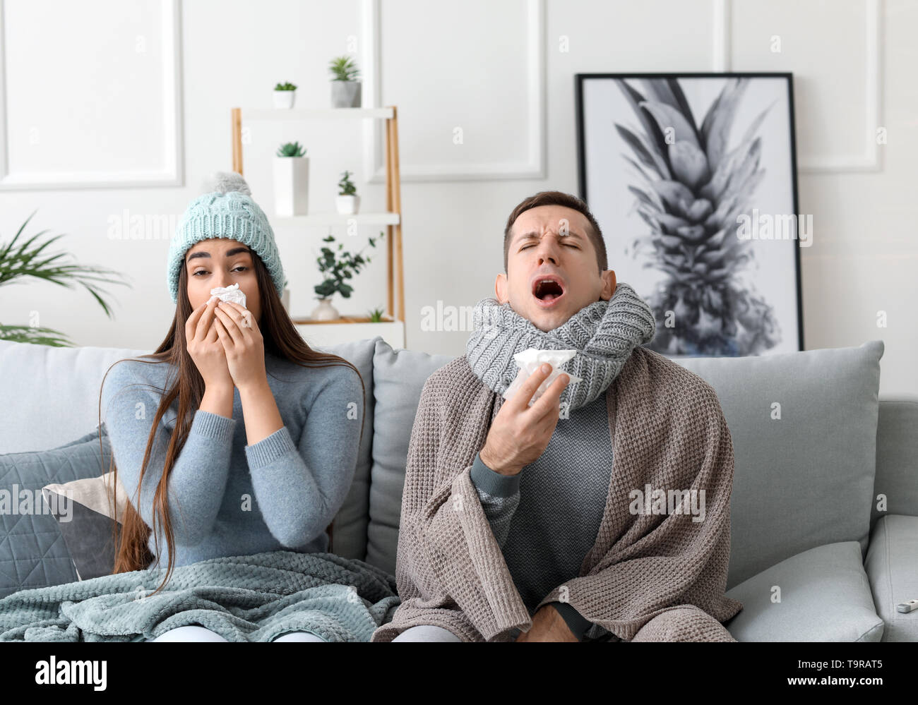 Couple cold fever home hi-res stock photography and images - Alamy