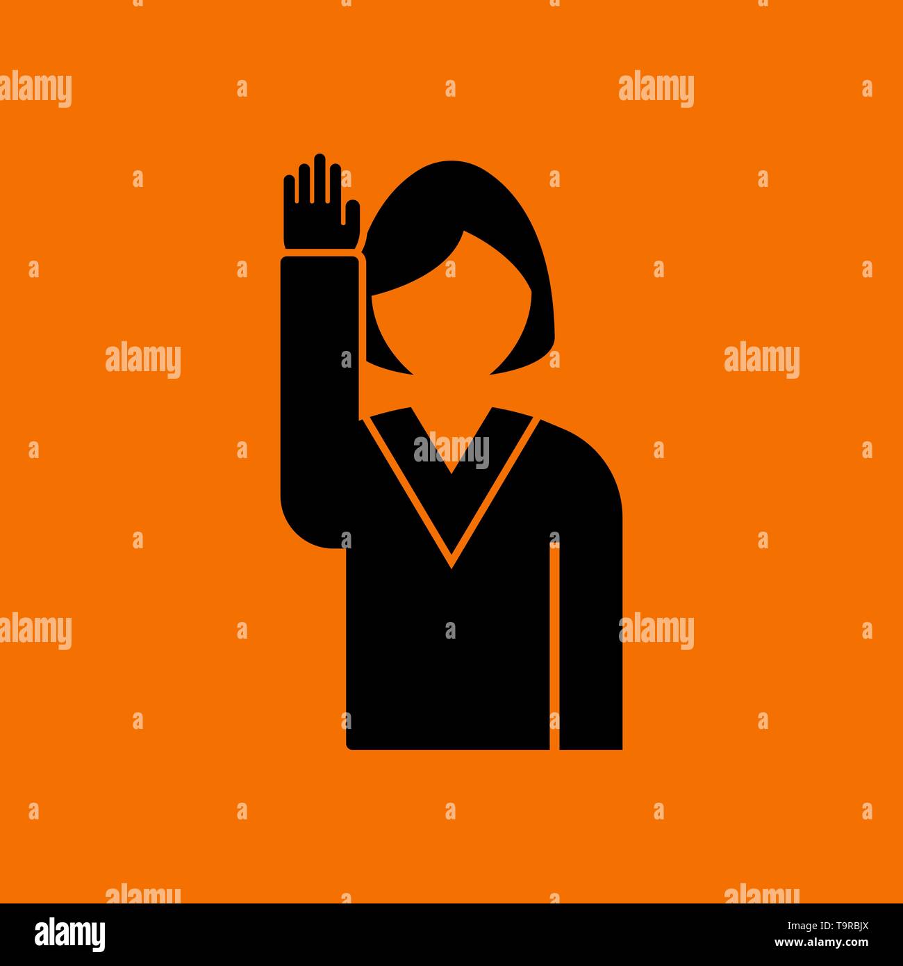 Voting Lady Icon. Black on Orange Background. Vector Illustration Stock ...