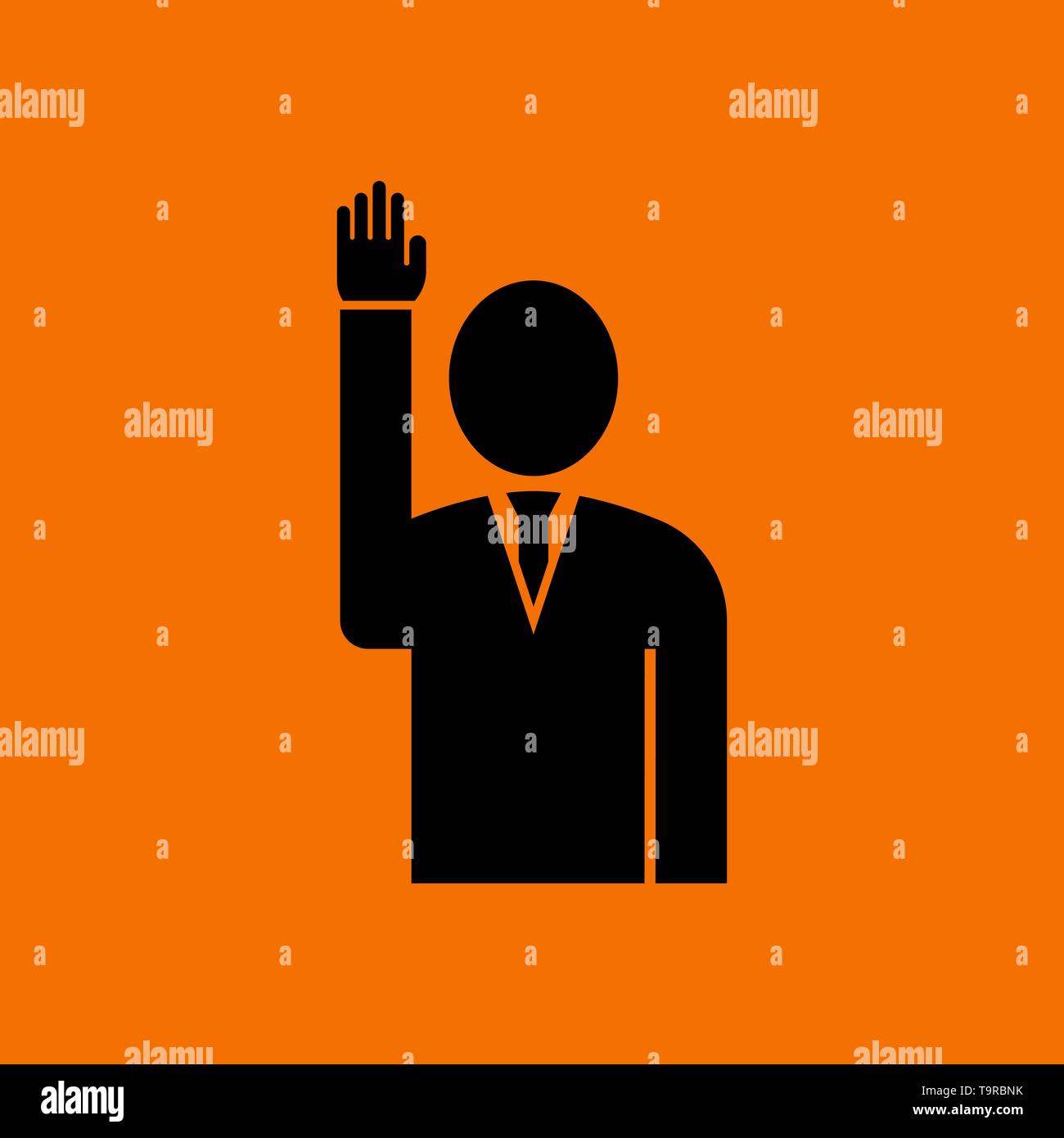 Voting Man Icon. Black on Orange Background. Vector Illustration Stock ...