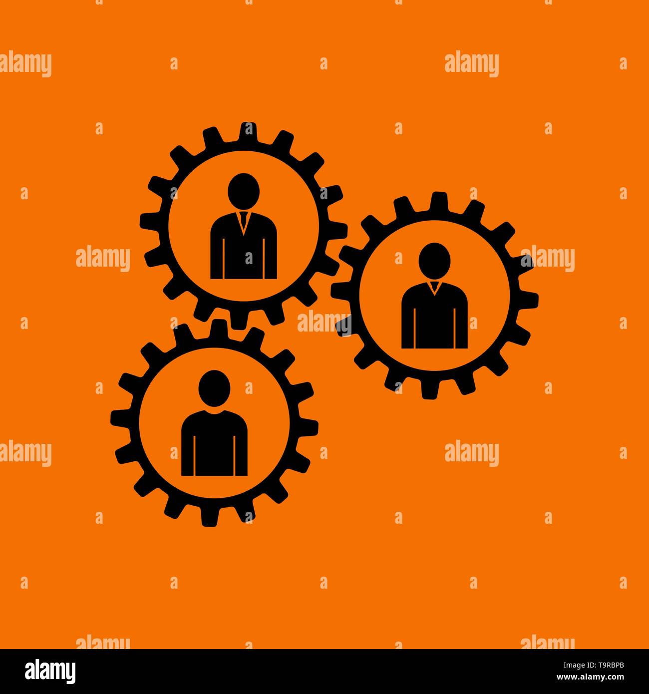 Teamwork Icon. Black on Orange Background. Vector Illustration Stock ...