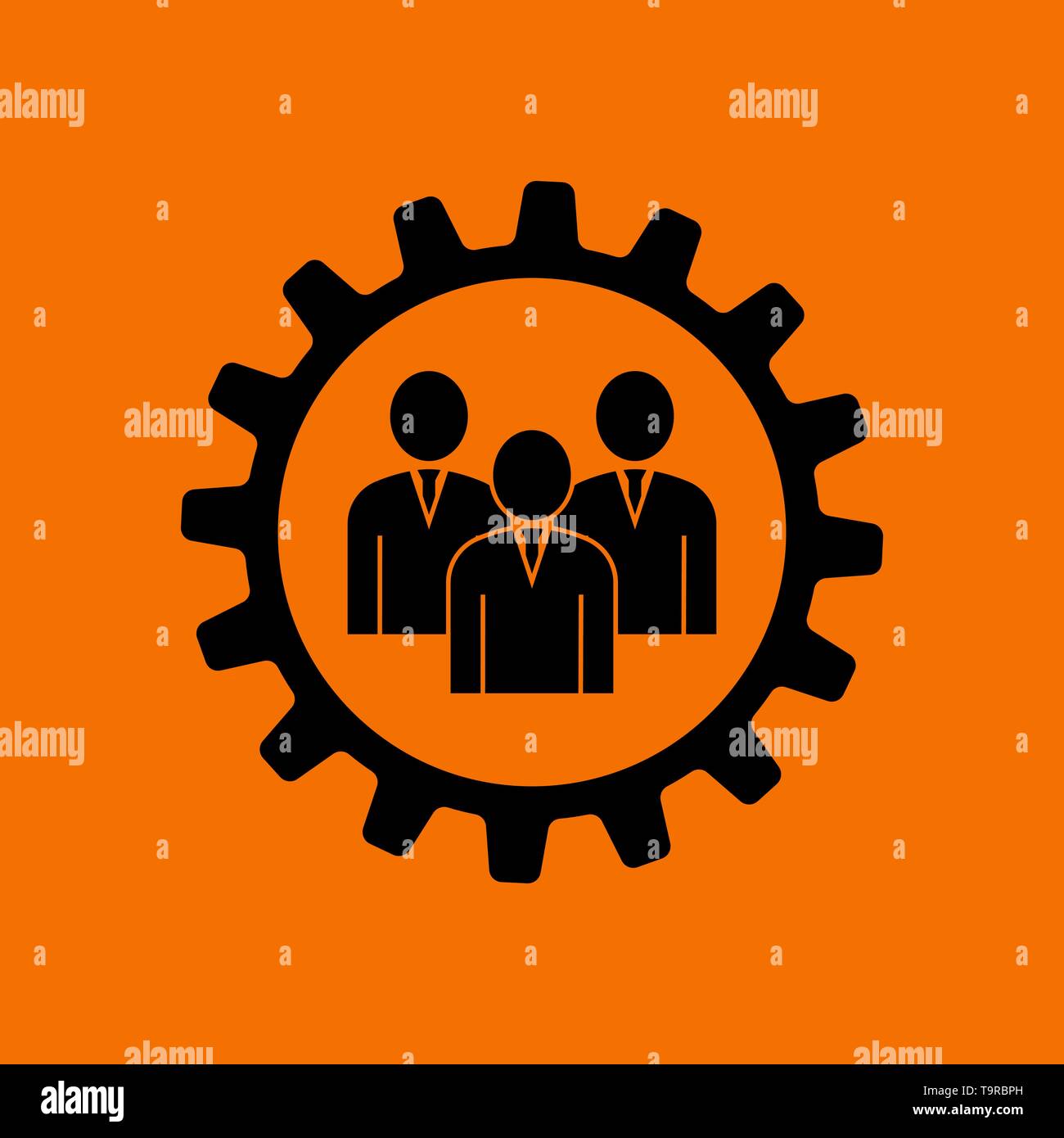 Teamwork Icon. Black on Orange Background. Vector Illustration Stock ...