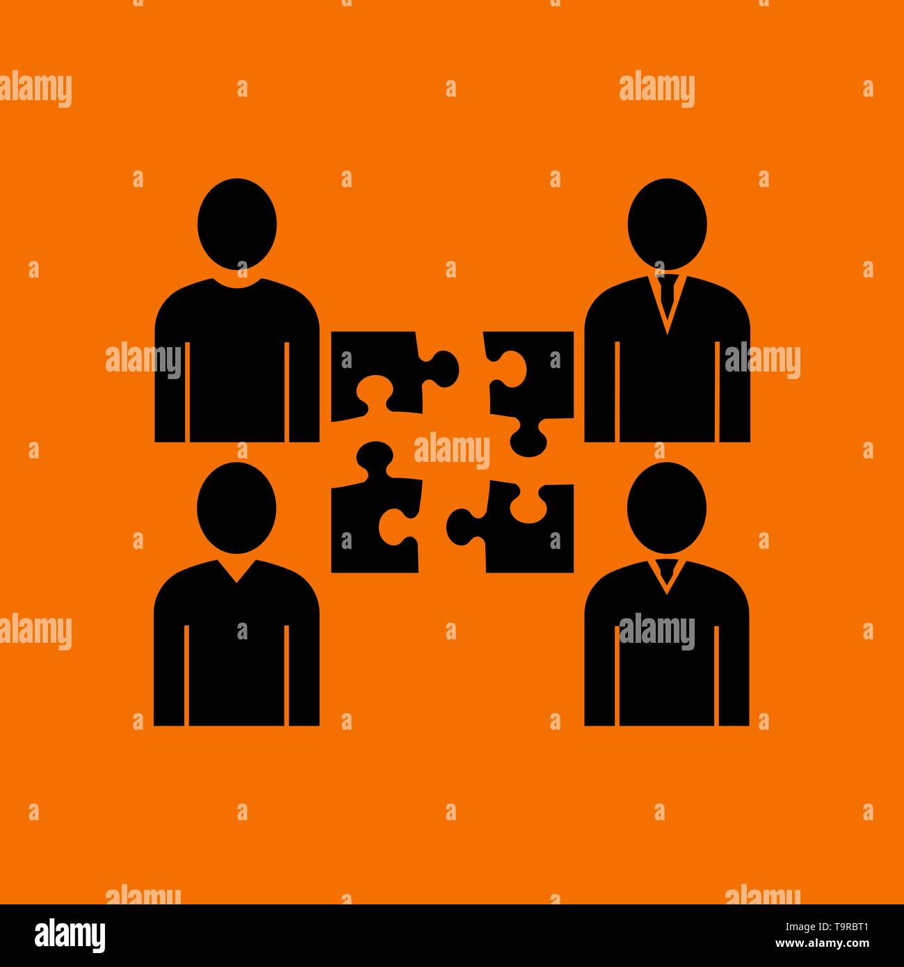 Corporate Team Icon. Black on Orange Background. Vector Illustration ...