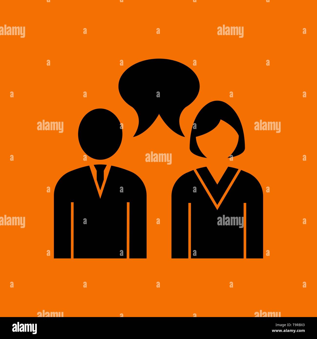 Chat Icon. Black on Orange Background. Vector Illustration Stock Vector ...