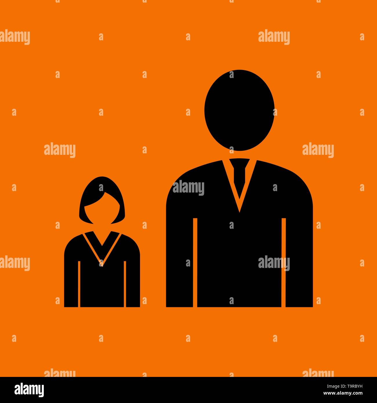 Man Boss With Subordinate Lady Icon. Black on Orange Background. Vector ...