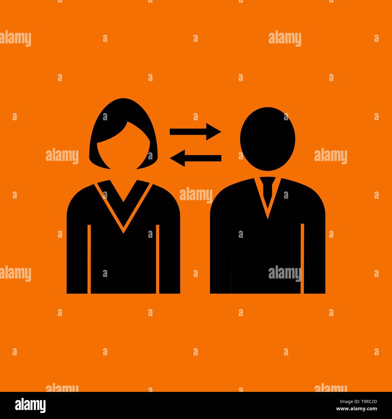 Corporate Interaction Icon. Black on Orange Background. Vector ...