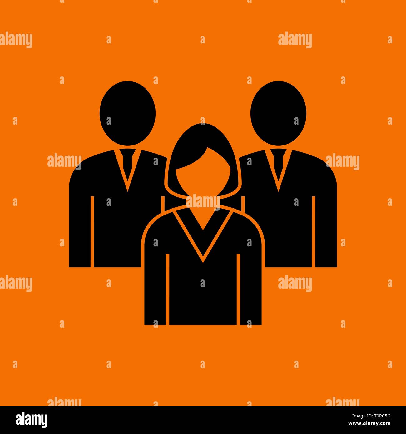 Corporate Team Icon. Black on Orange Background. Vector Illustration ...