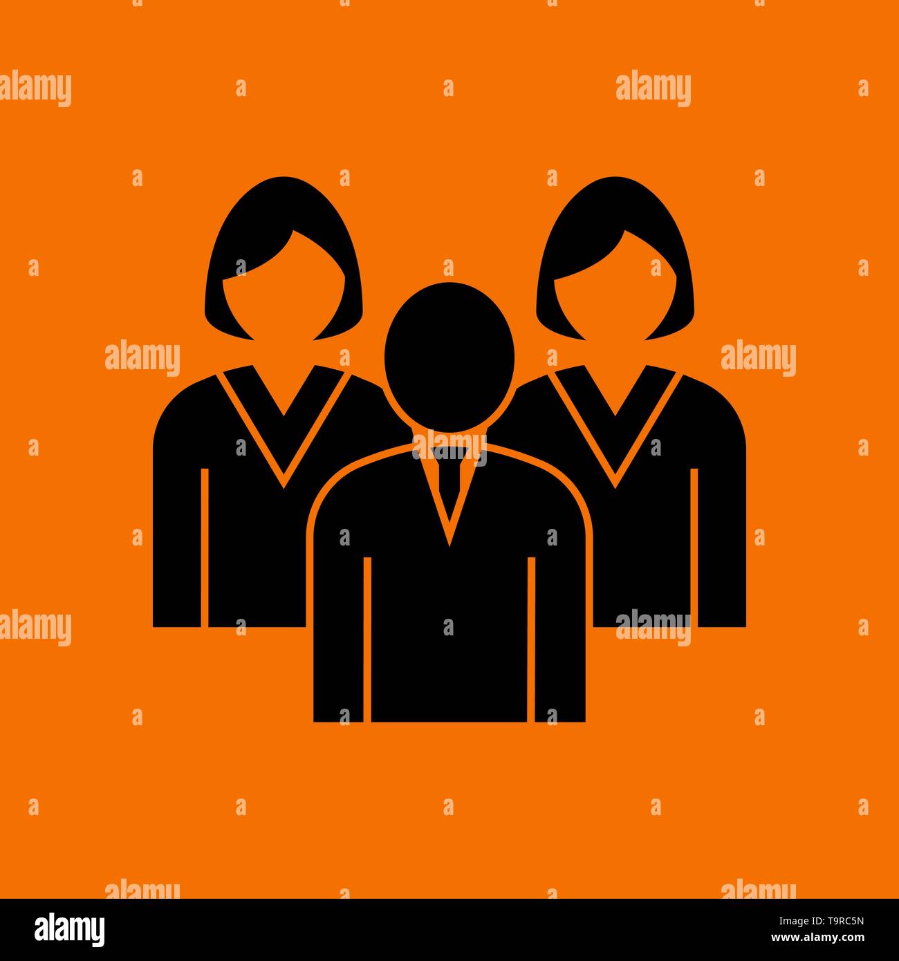 Corporate Team Icon. Black on Orange Background. Vector Illustration ...