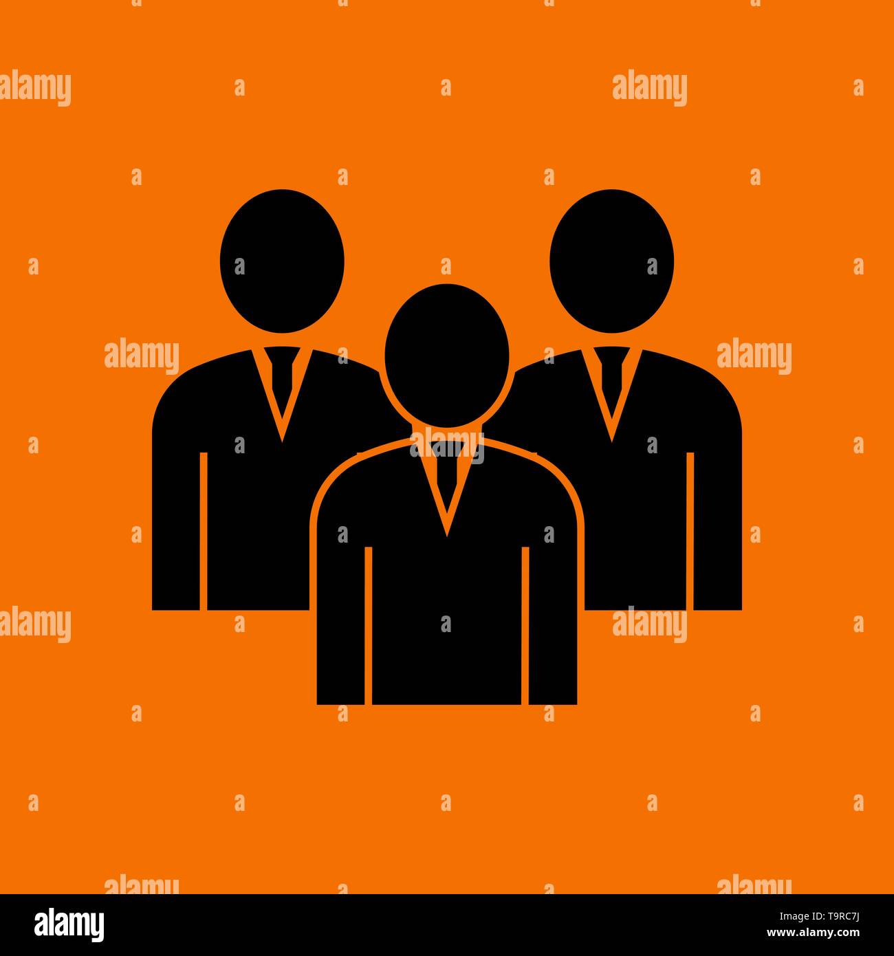 Corporate Team Icon. Black on Orange Background. Vector Illustration ...