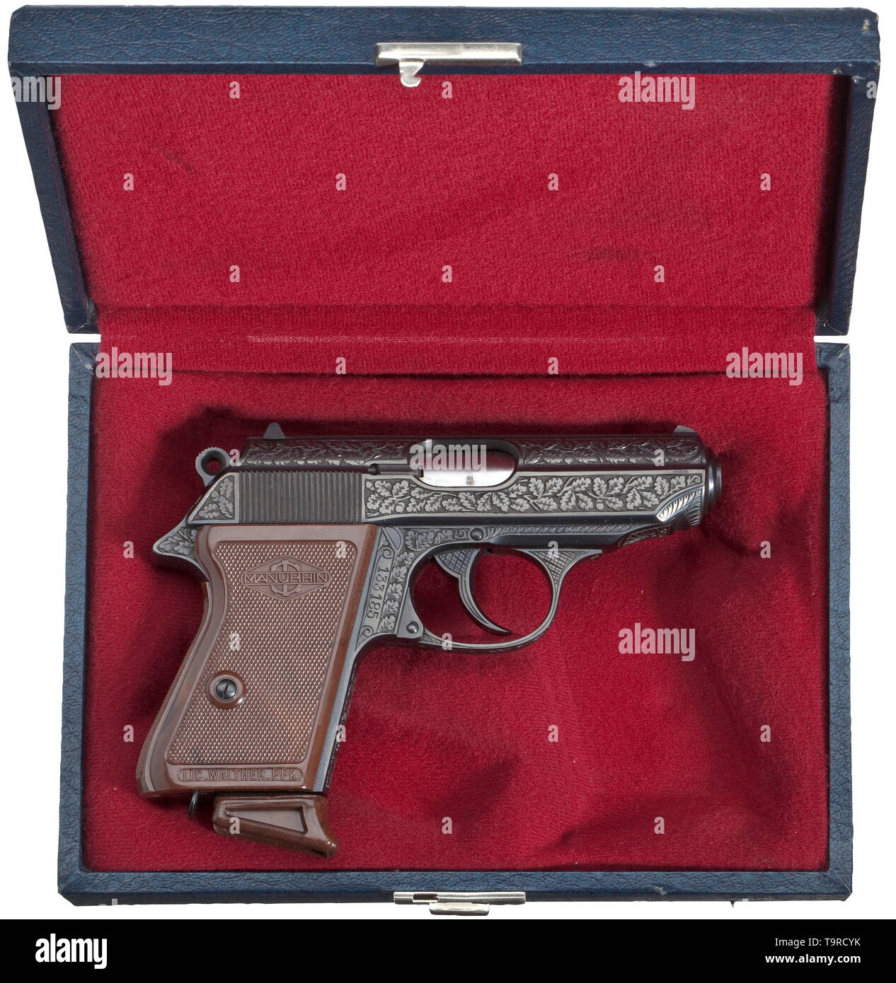 A Walther Manurhin PPK, engraved, in its case 7.65 mm calibre, no ...