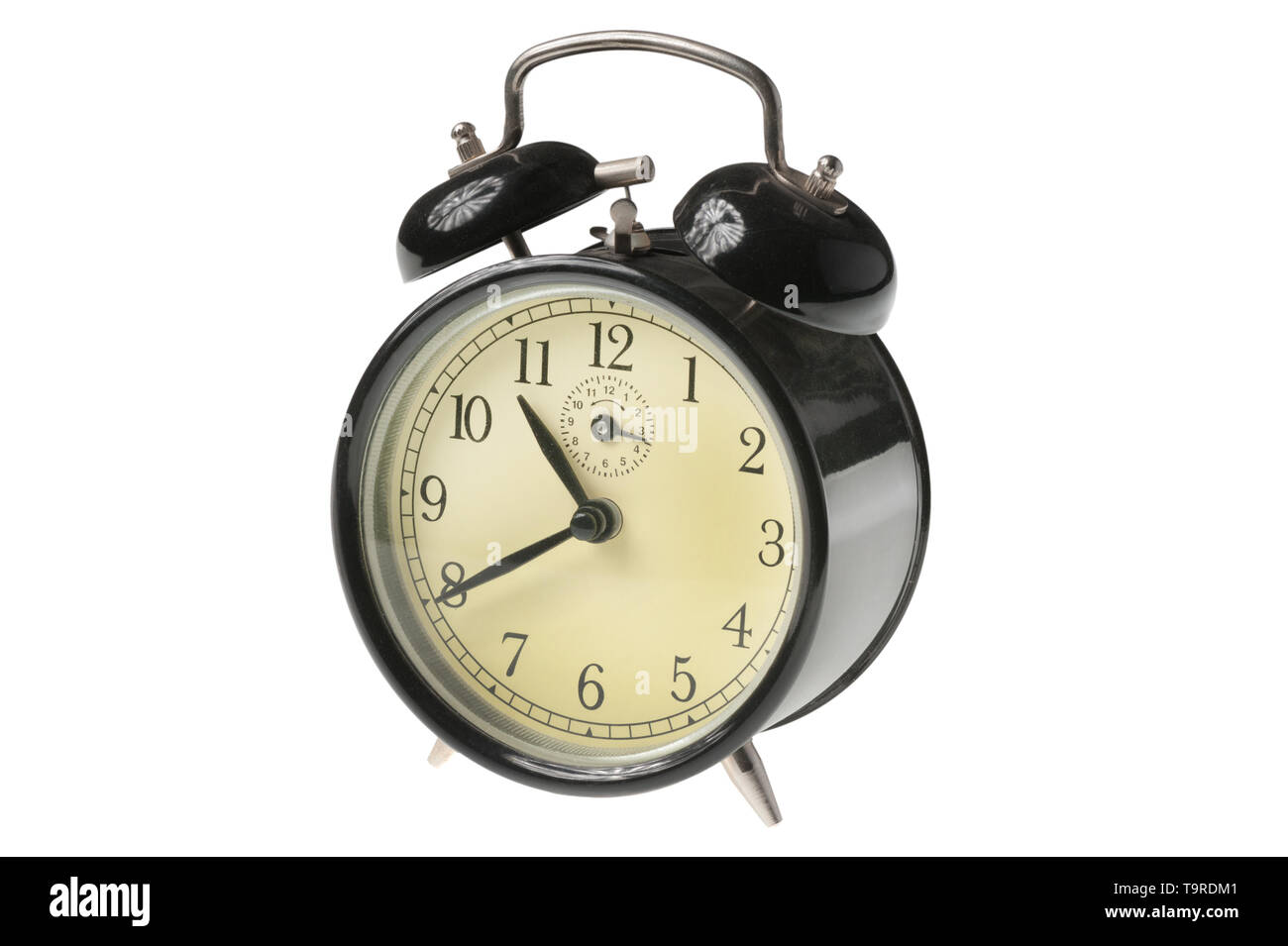 desk clock with bell isolated on white background Stock Photo - Alamy