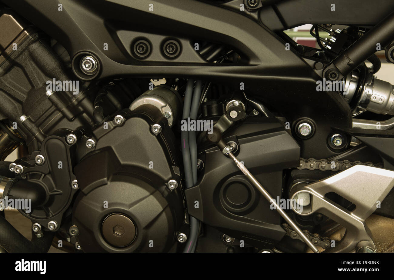 modern motorbike main engine details view Stock Photo - Alamy