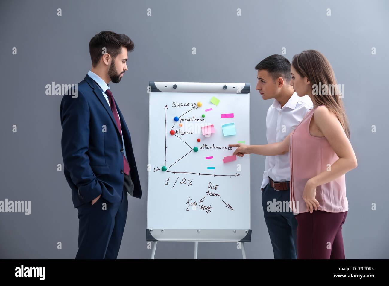 Team planning work drawing flipchart hi-res stock photography and ...