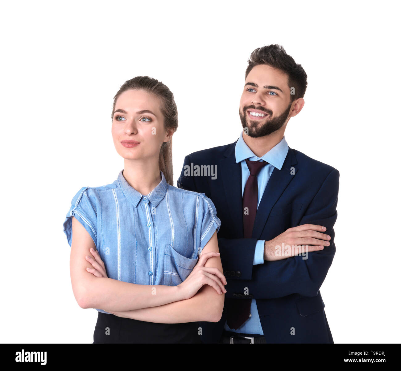 Young business people on white background Stock Photo - Alamy