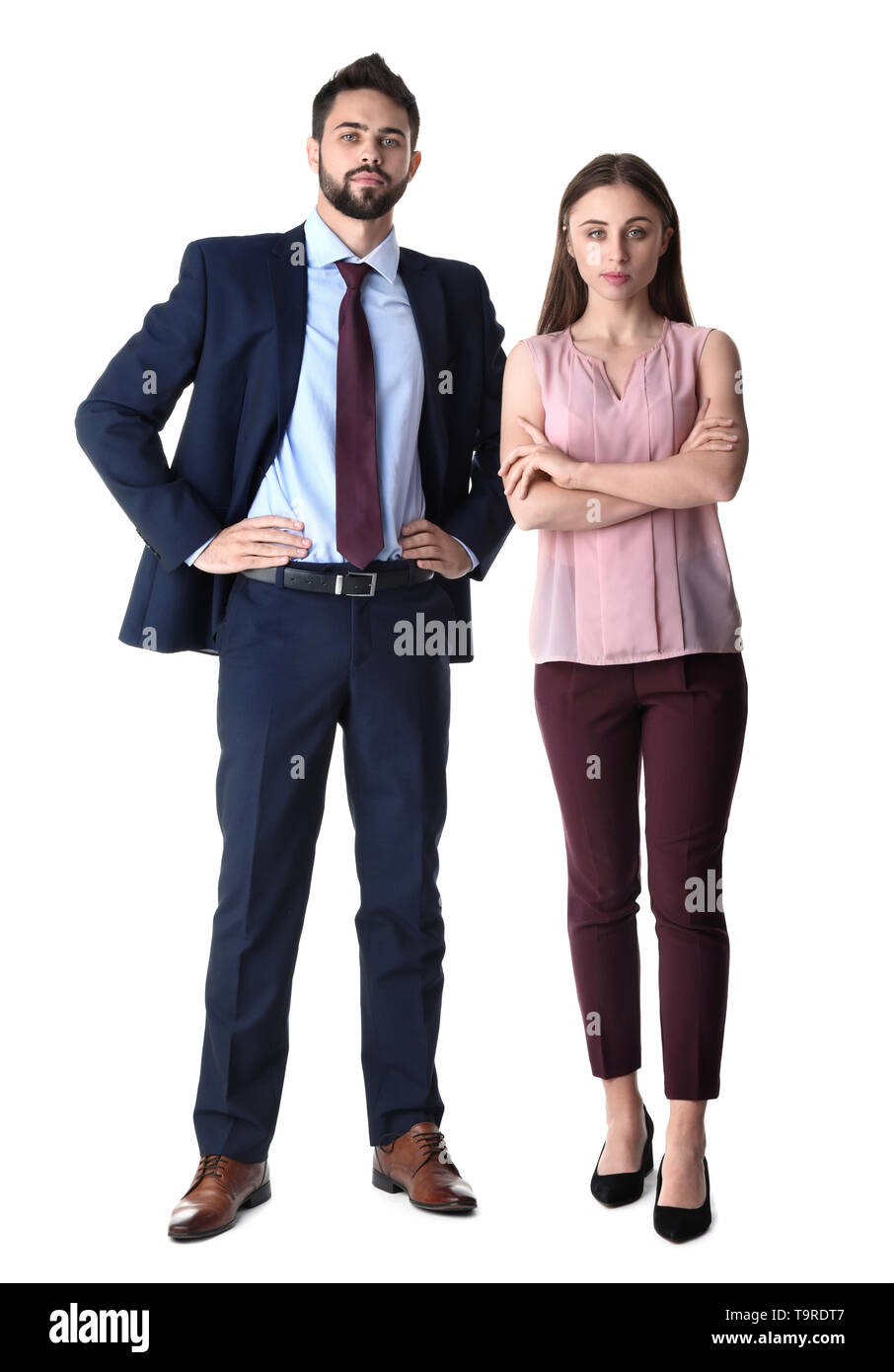 Young business people on white background Stock Photo - Alamy