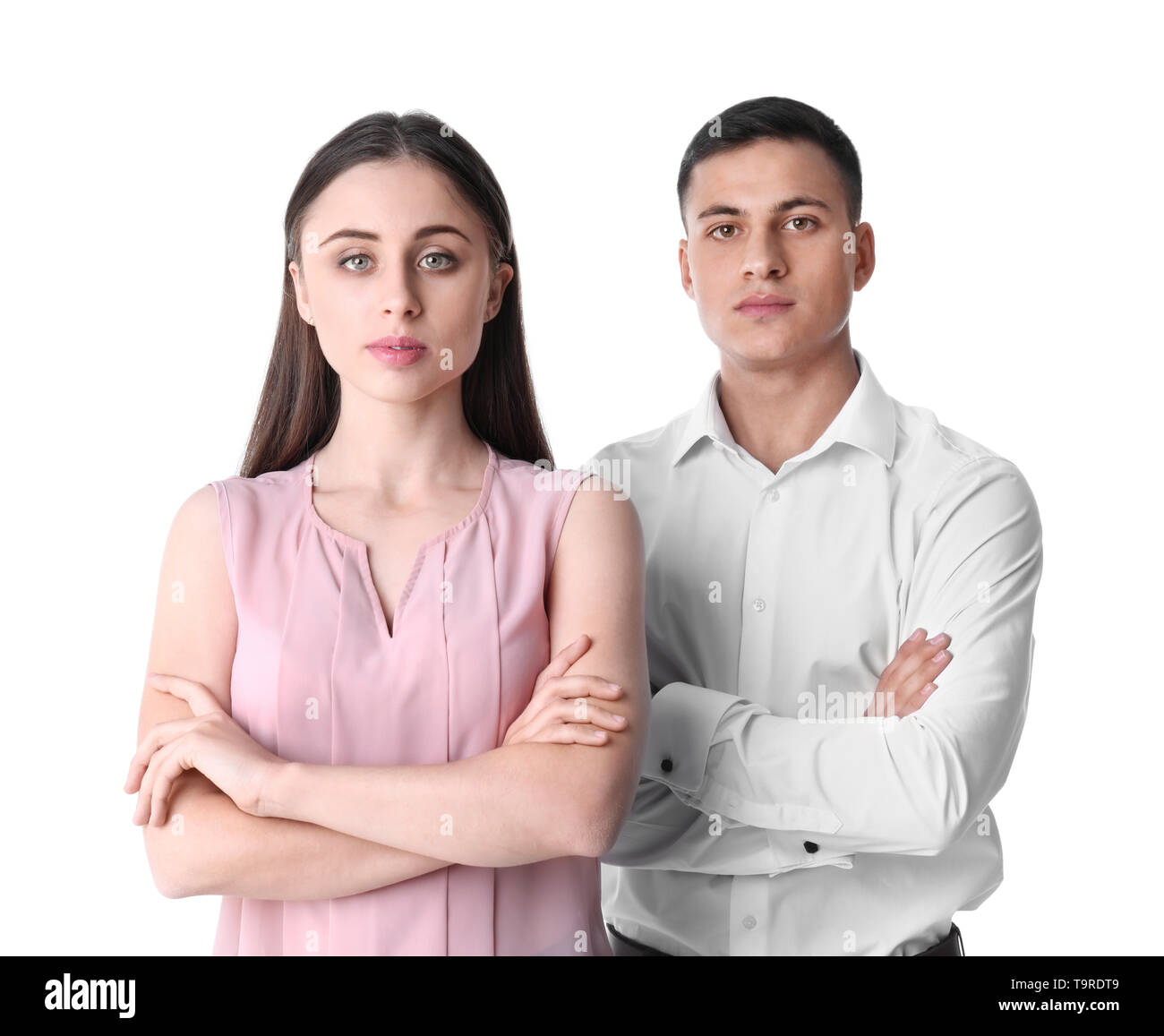 Young business people on white background Stock Photo - Alamy