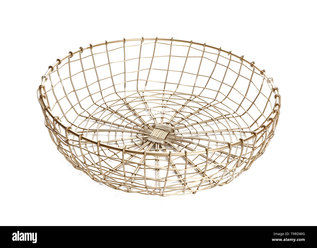 Golden basket on white background Stock Photo - Alamy