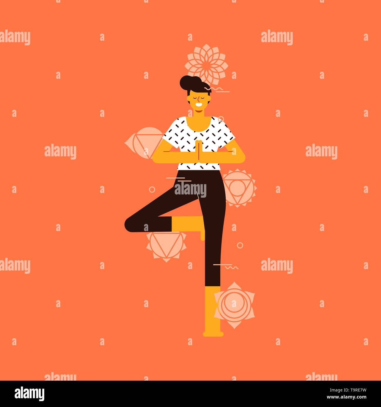 Yoga tree pose cartoon hi-res stock photography and images - Alamy