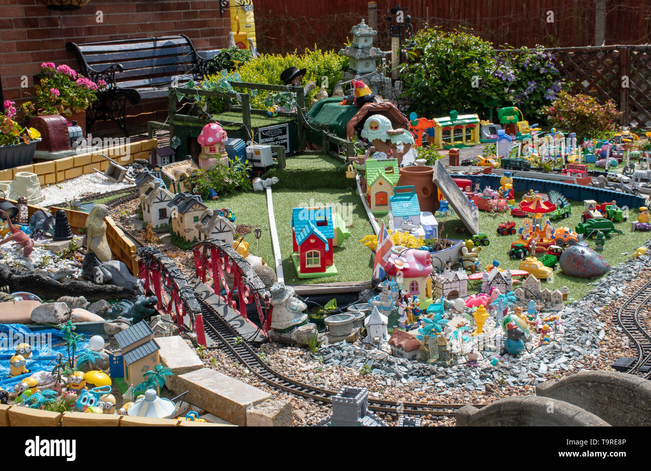 Clacton Essex United Kingdom -10 May 2019: Detail of model garden in ...
