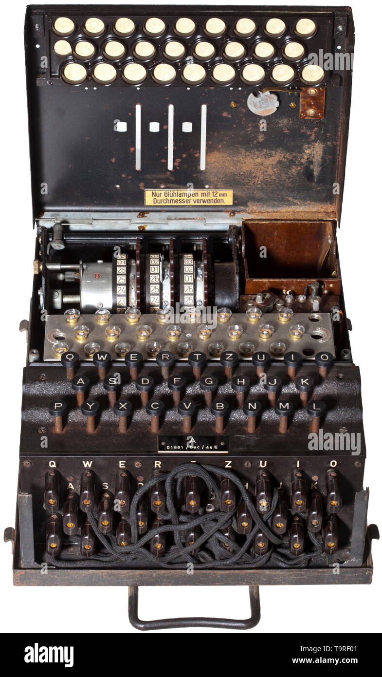 A German "Enigma I" cipher machine, 1944 army issue, in the original ...