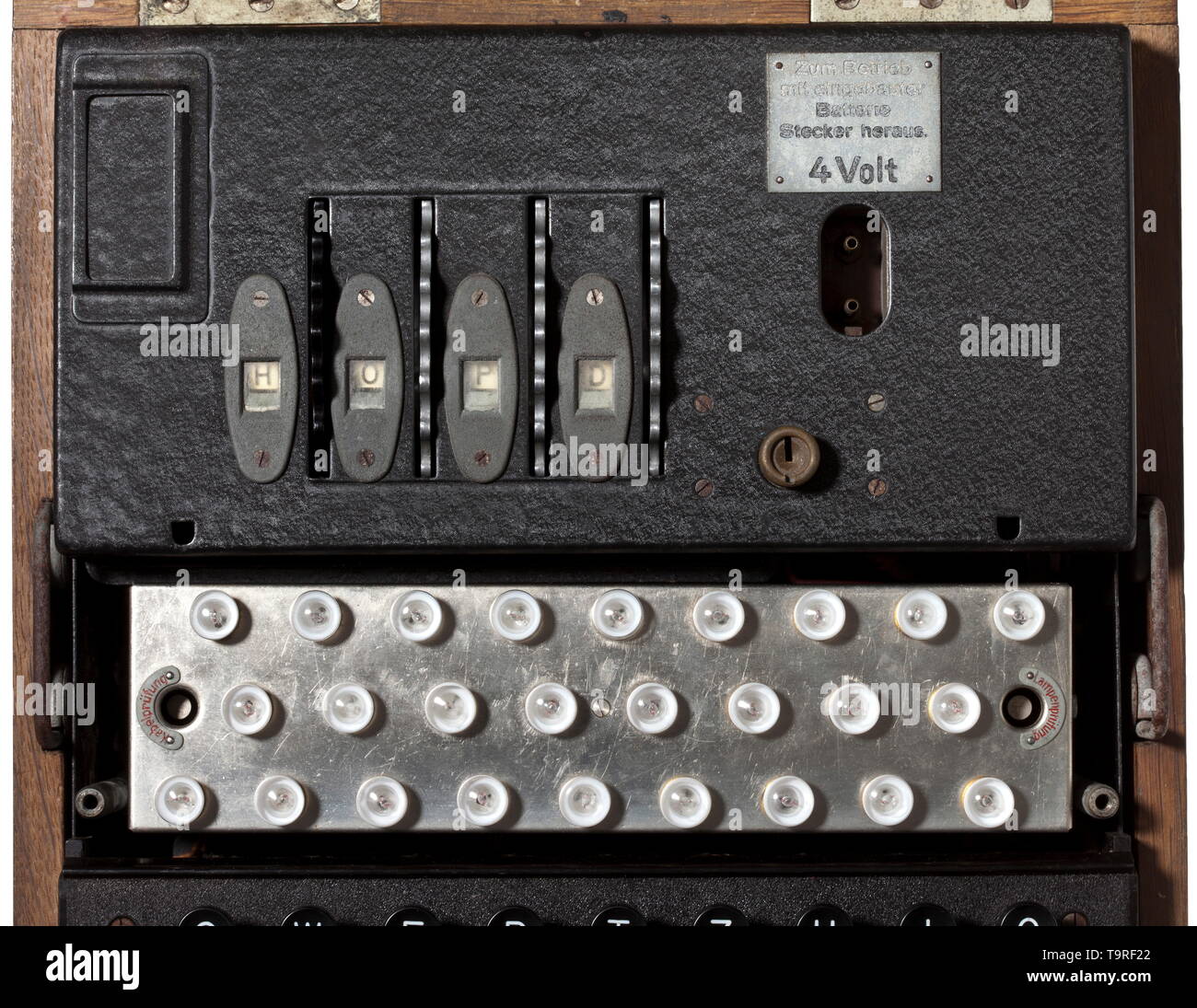 A four-rotor "Enigma" cipher machine, navy issue, in the original ...