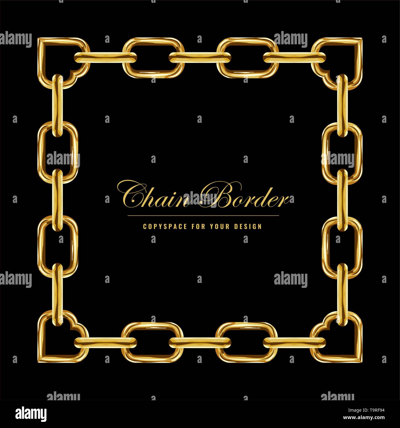 Golden Chain Square Border Frame. Rectangle Border with golden color ...