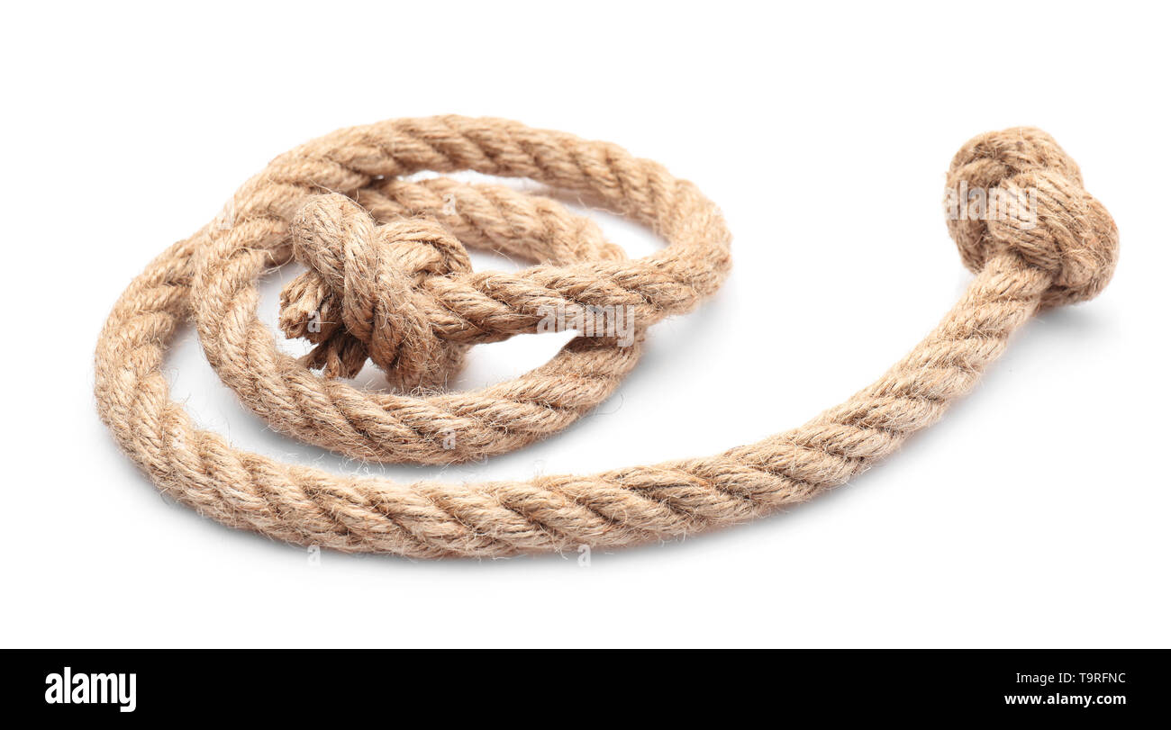 Rope on white background Stock Photo - Alamy