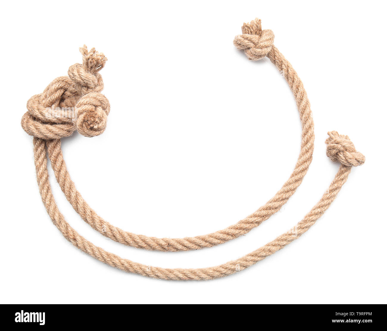 Tied ropes on white background Stock Photo - Alamy
