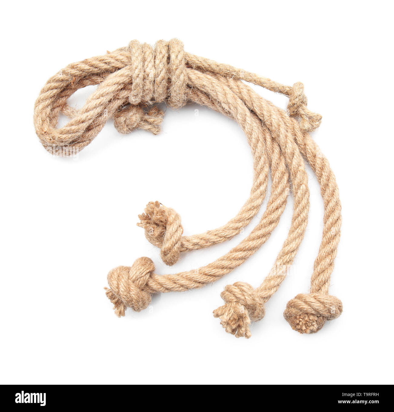 Tied ropes on white background Stock Photo - Alamy