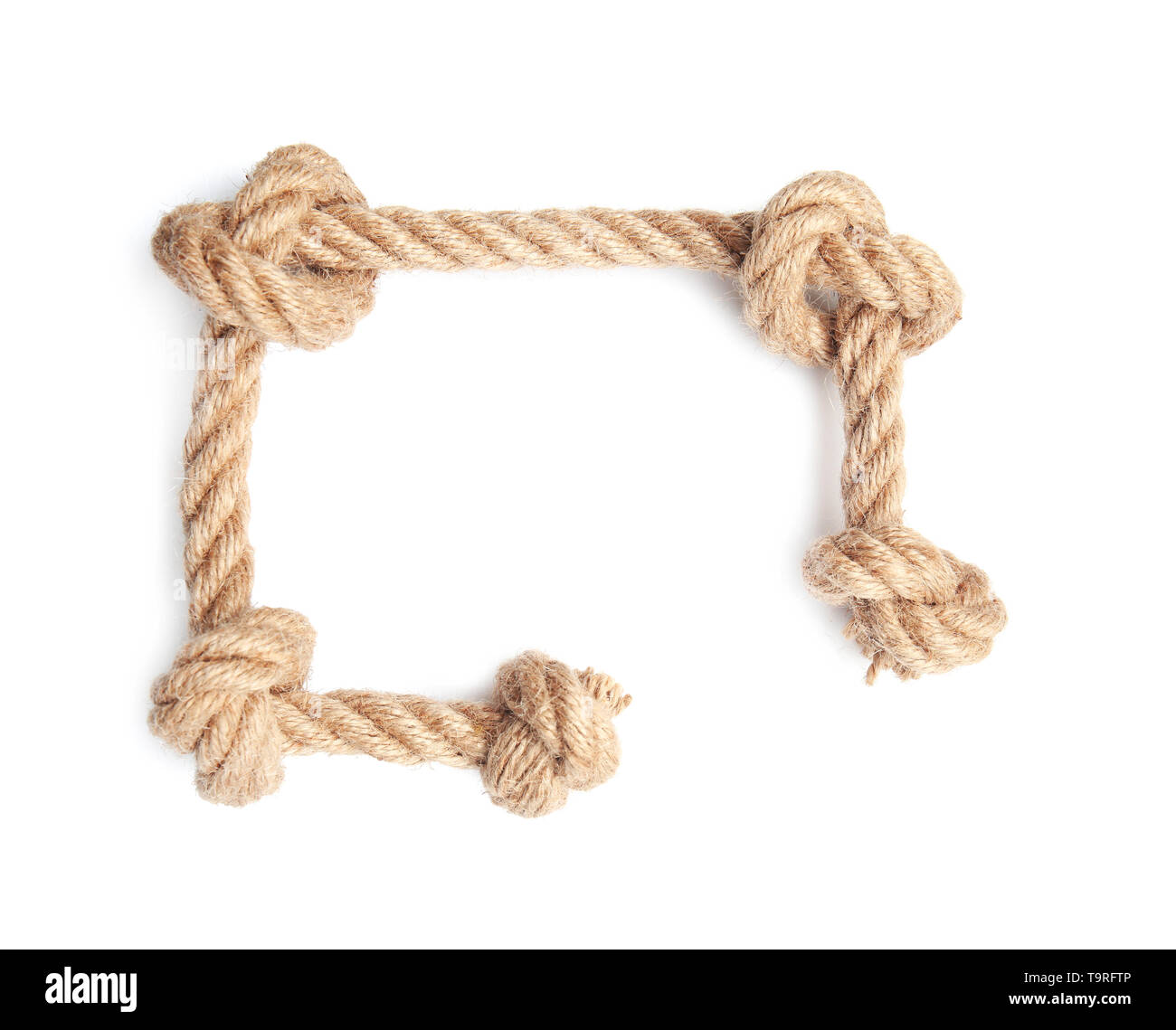 Rope with knots on white background Stock Photo - Alamy