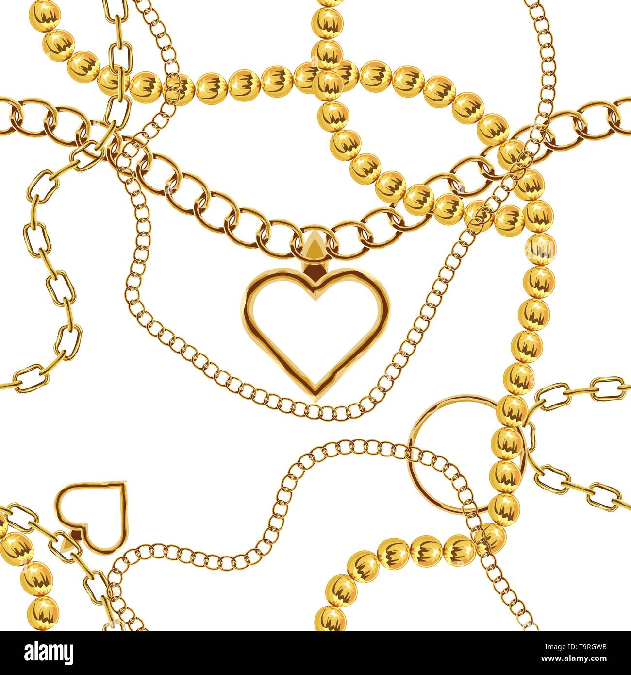 Golden heart bracelet Stock Vector Images - Alamy
