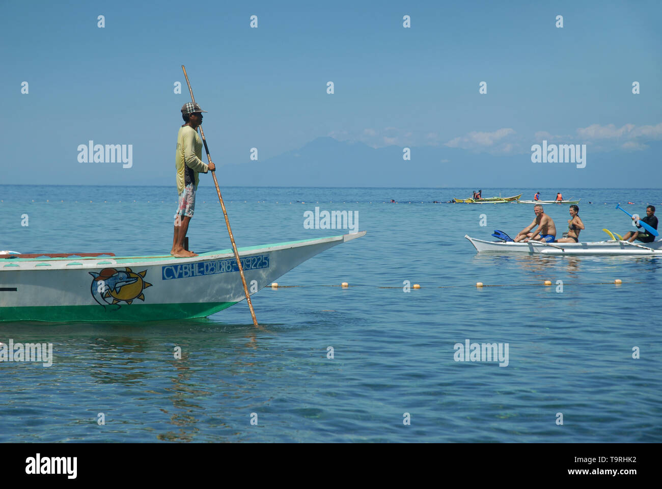 Banka, traditional Philippine outrigger boat off the island of ...