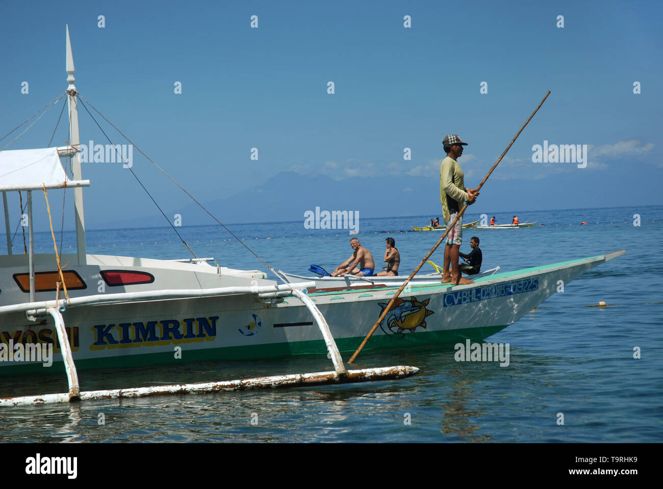 Banka, traditional Philippine outrigger boat off the island of ...