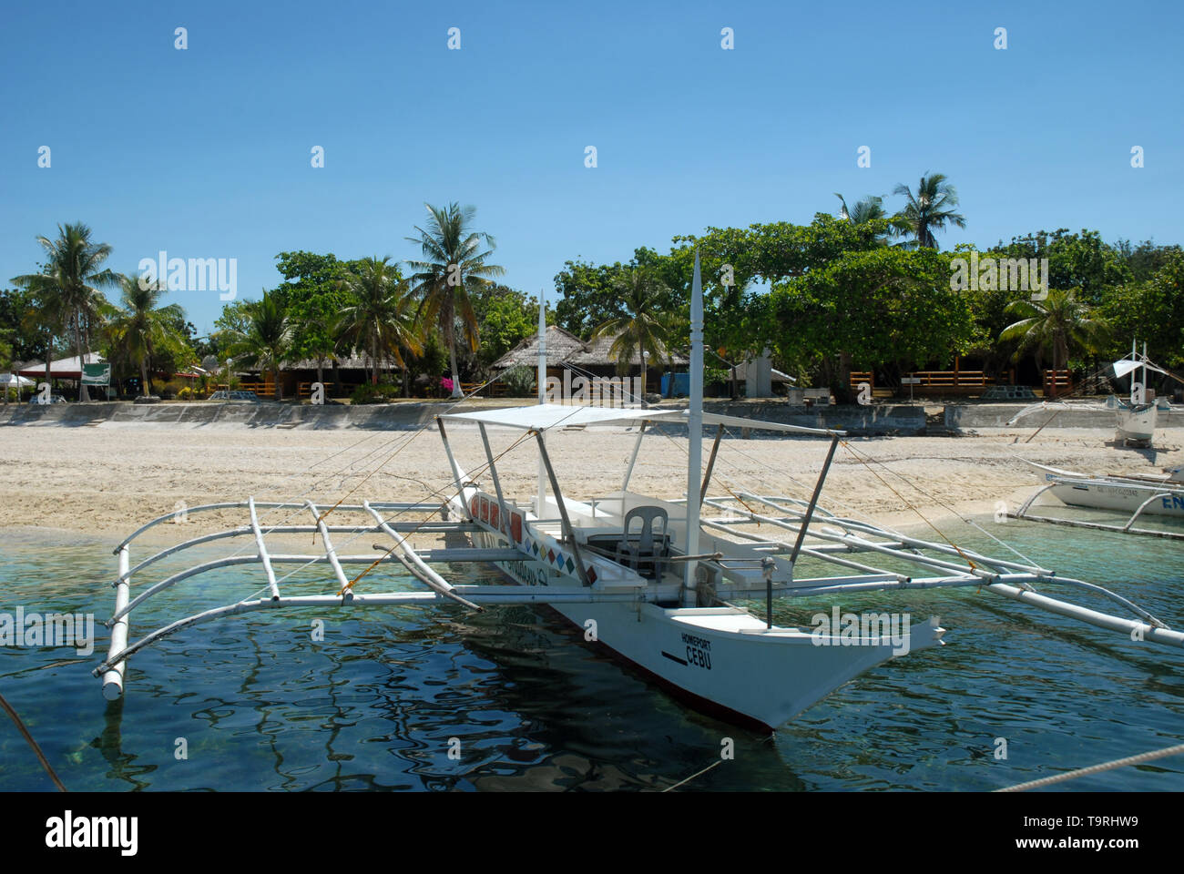 Banka, traditional Philippine outrigger boat off the island of ...