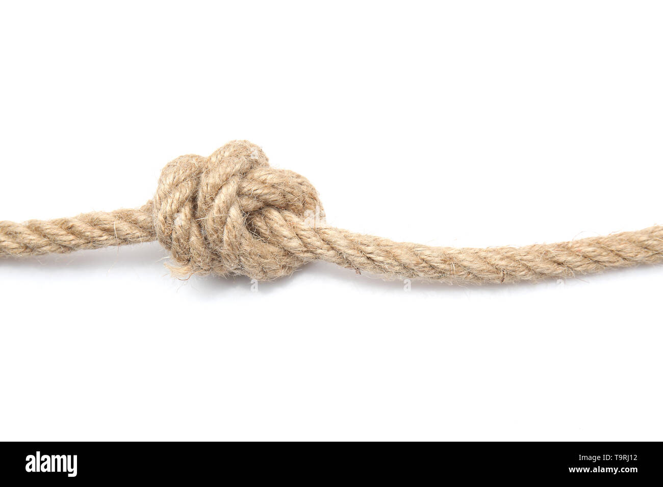 Rope with knot on white background Stock Photo - Alamy
