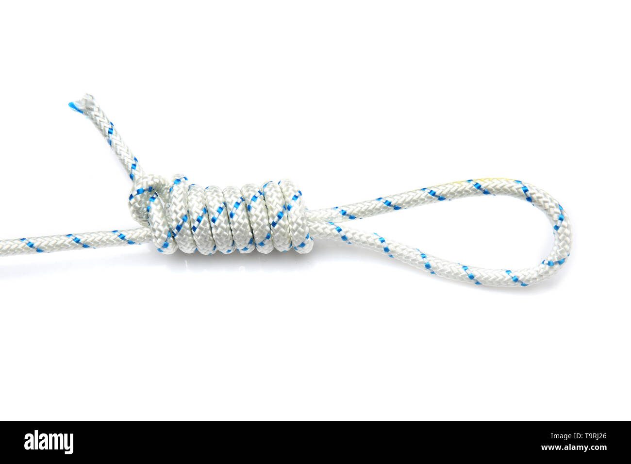 Rope with loop on white background Stock Photo - Alamy