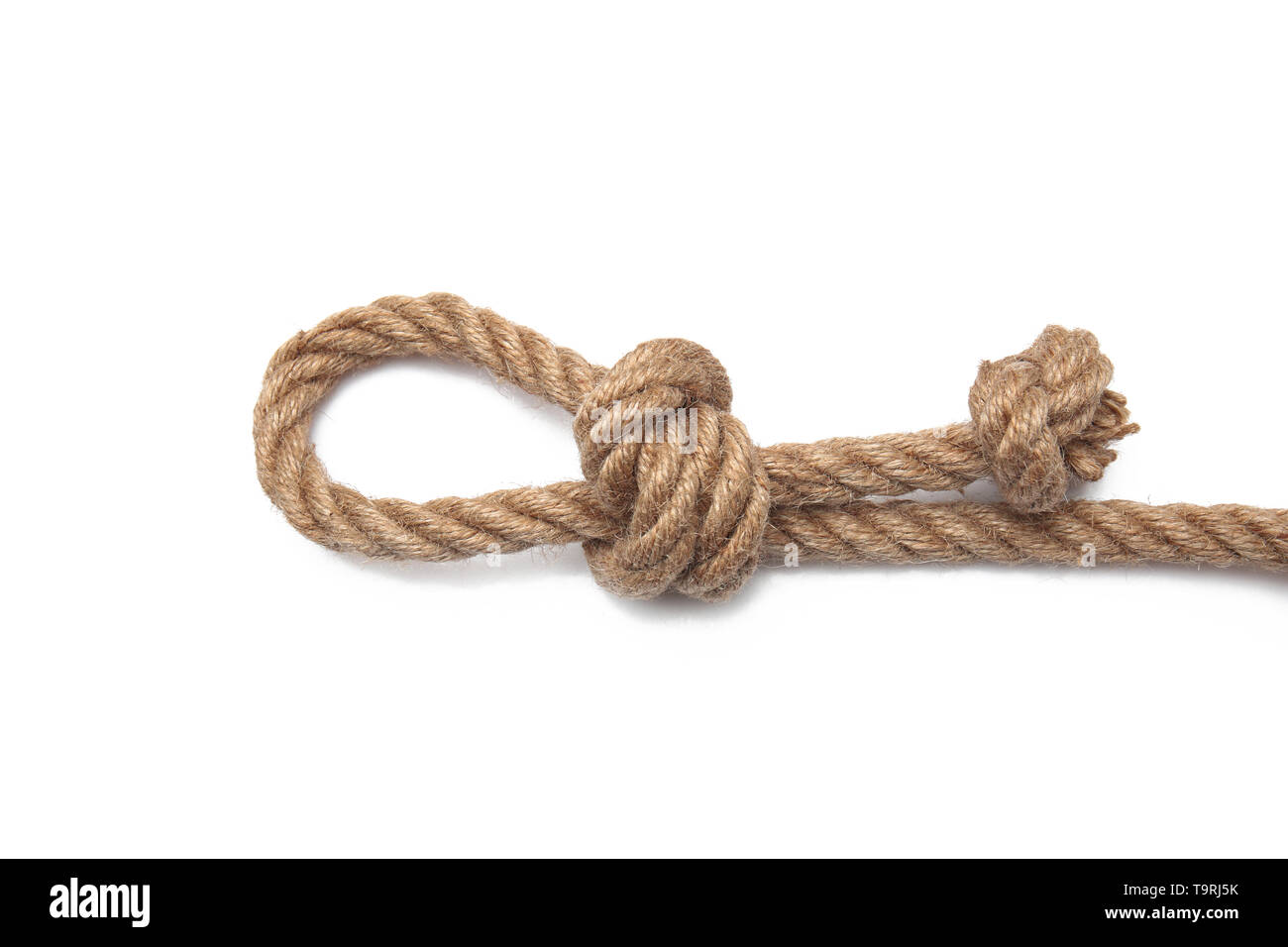 Rope with loop on white background Stock Photo - Alamy