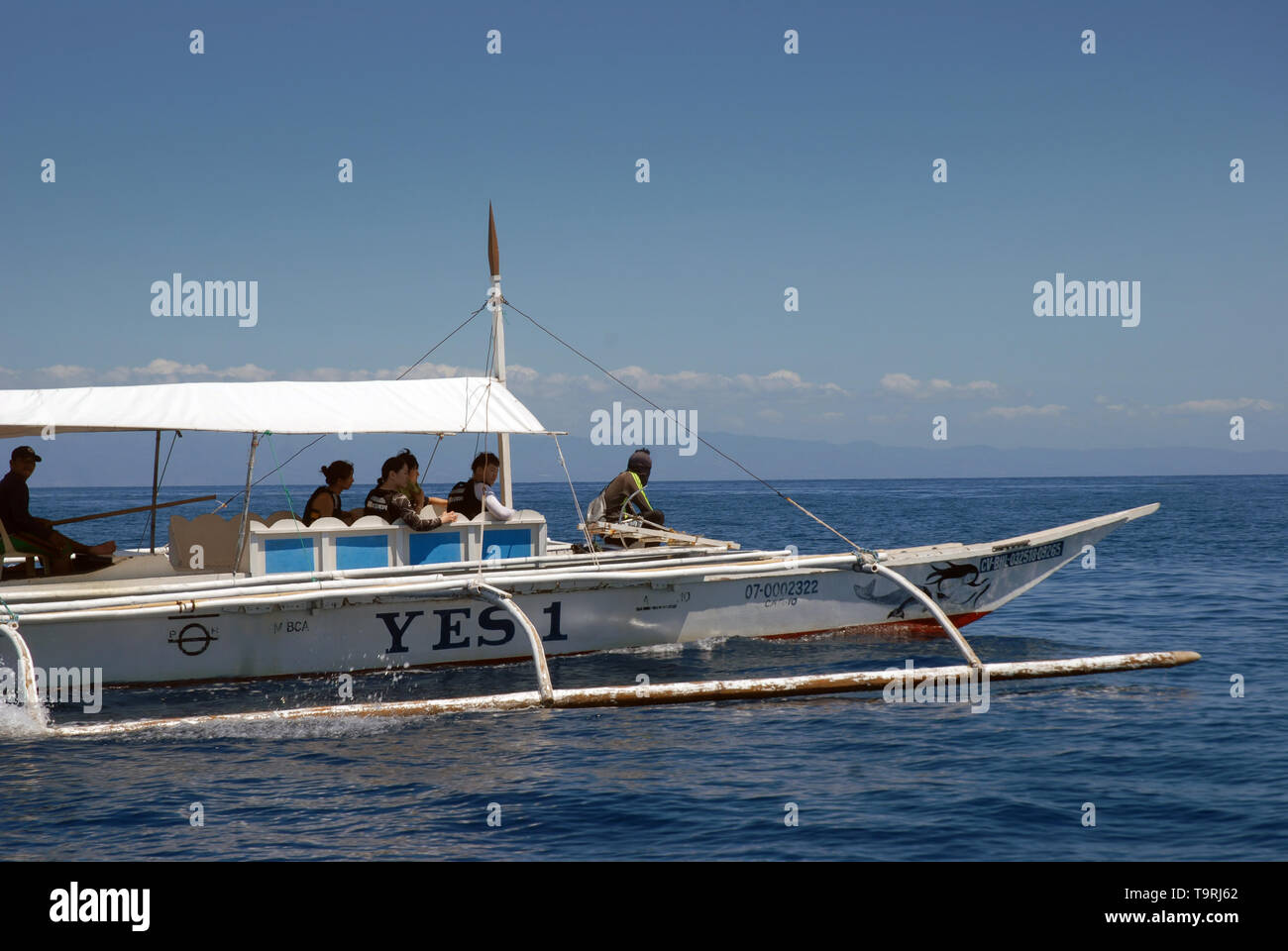 Banka, traditional Philippine outrigger boat off the island of ...
