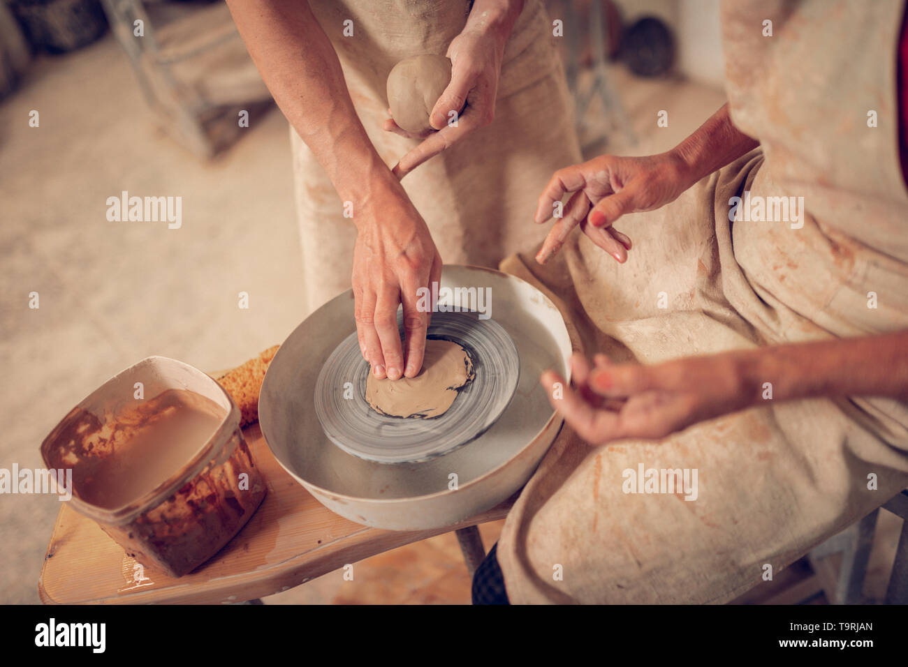 Top view of a ceramics jigger in use Stock Photo - Alamy