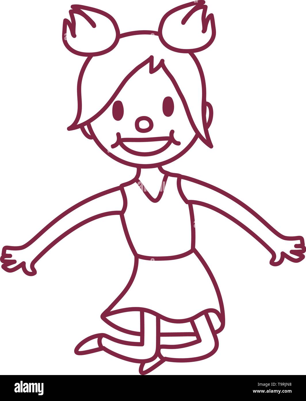 vector cute cartoon kid, child clip art coloring book page Stock Vector ...