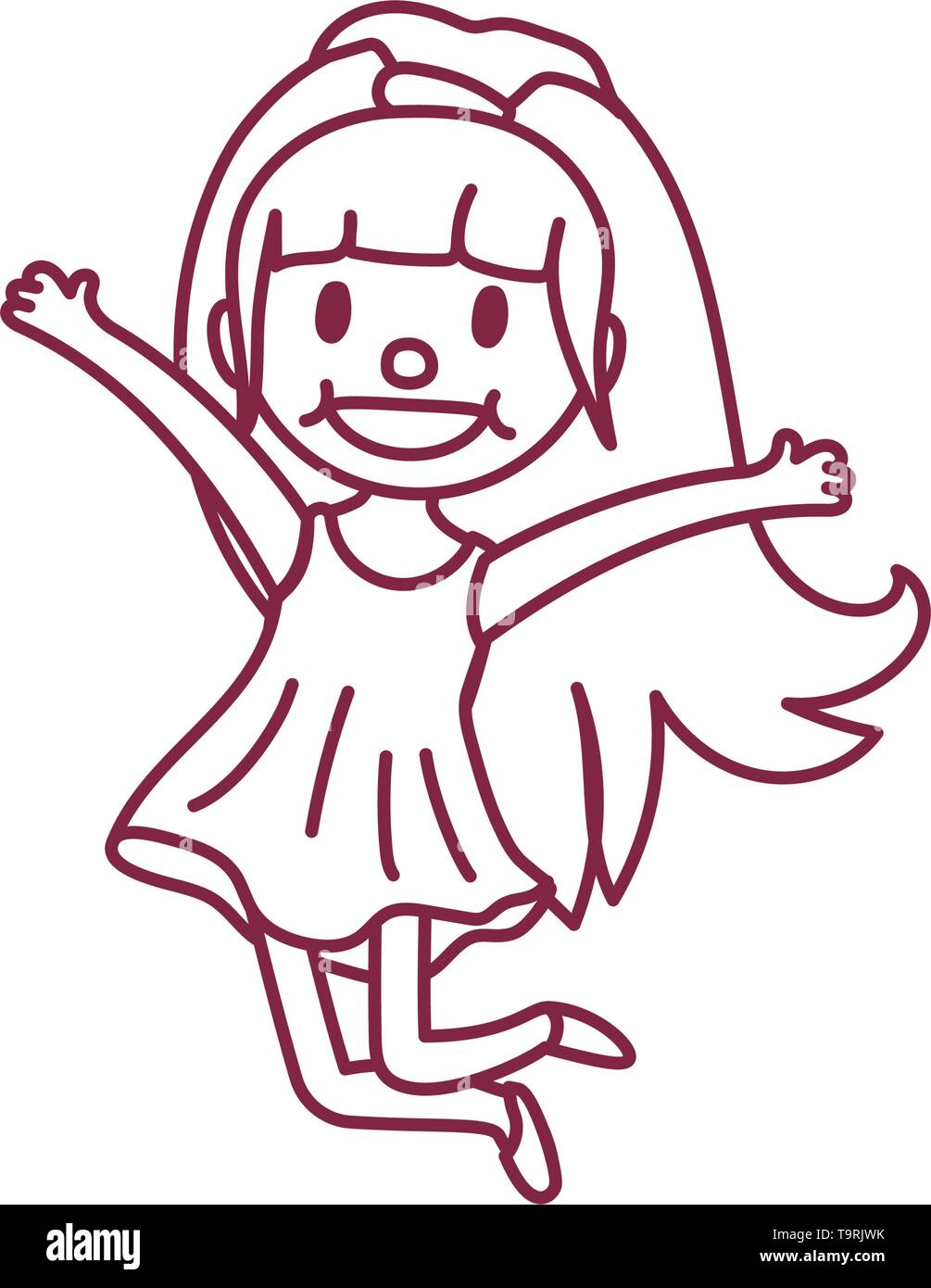 vector cute cartoon kid, child clip art coloring book page Stock Vector ...