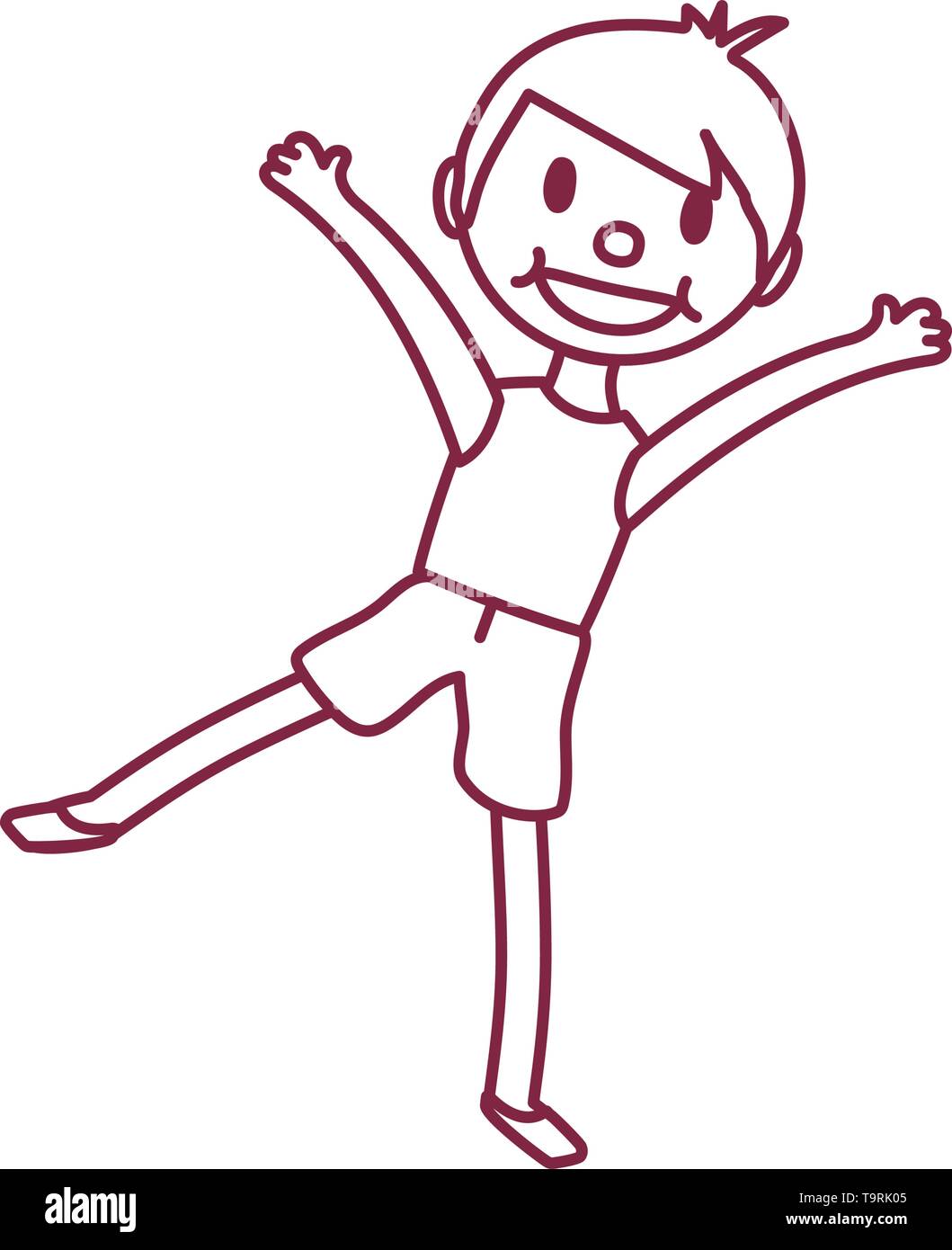 vector cute cartoon kid, child clip art coloring book page Stock Vector ...